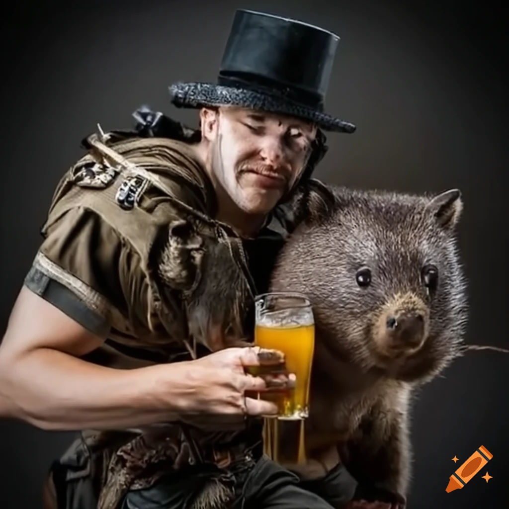 Person with a wombat in a mad max setting on Craiyon