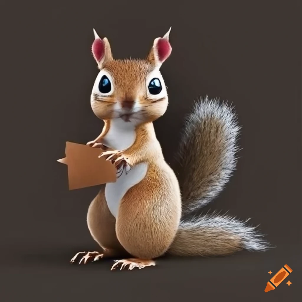 Squirrel with a paperboard for brainstorming on Craiyon