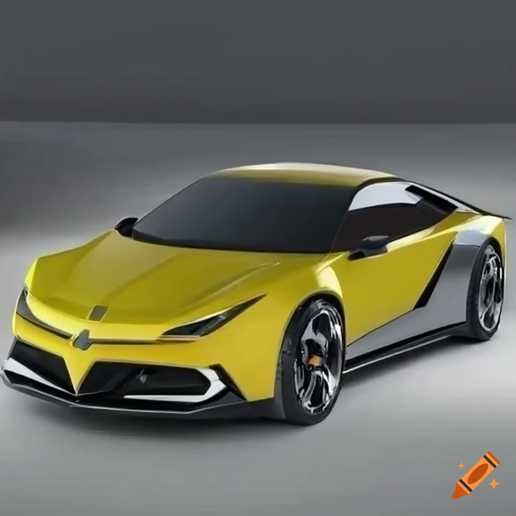 Yellow 2023 Pontiac Fiero concept car on Craiyon