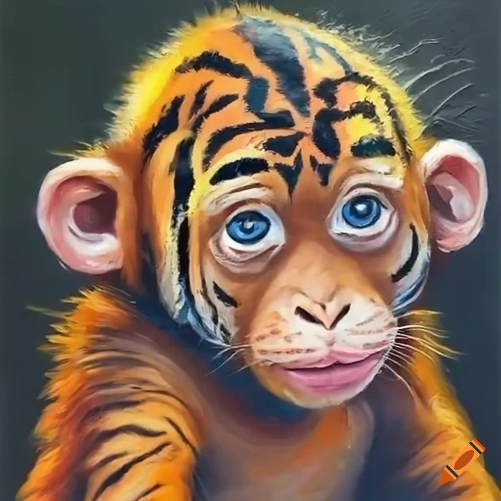Happy monkey in the painting style of leonid afremov on Craiyon