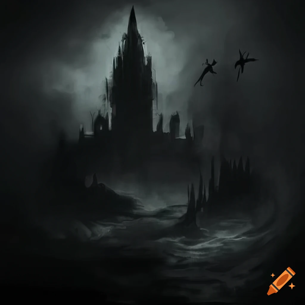 Artwork of a dark abyss in black and grey on Craiyon