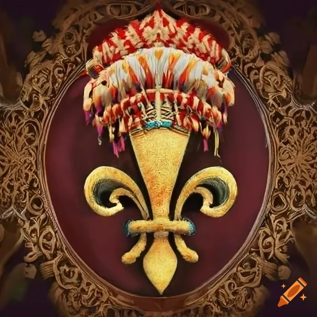 Fleur de lis with cherokee headdress symbol