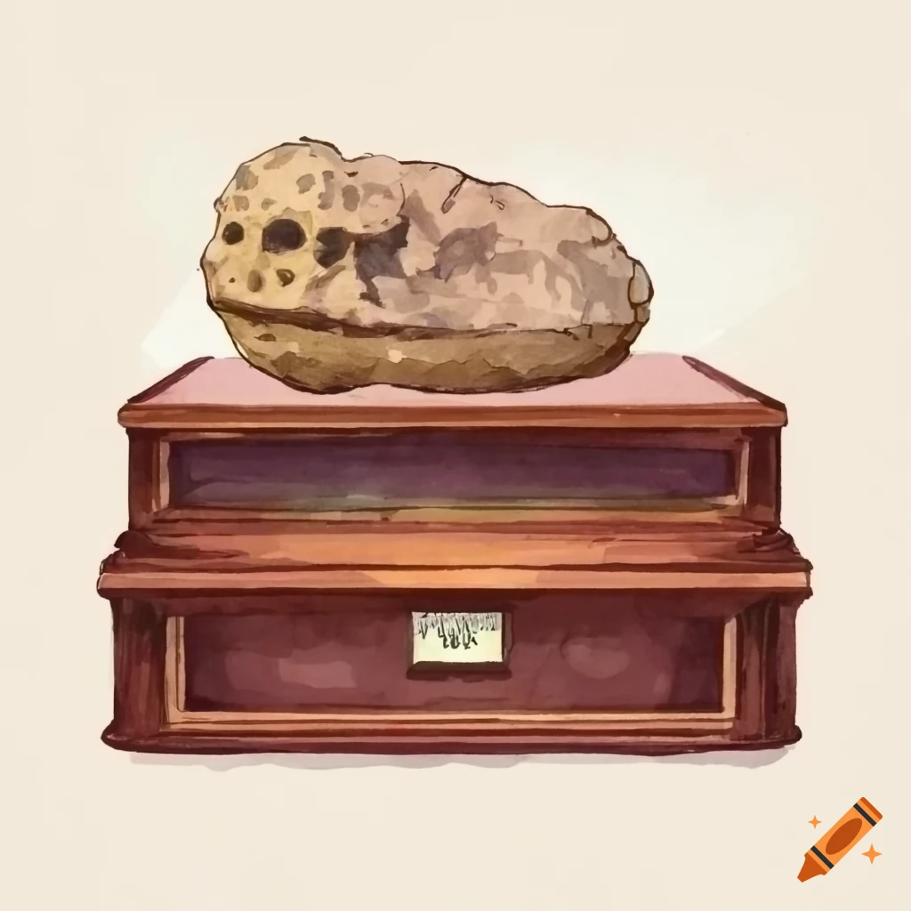 Drawing of archeology artifacts in a museum display on Craiyon