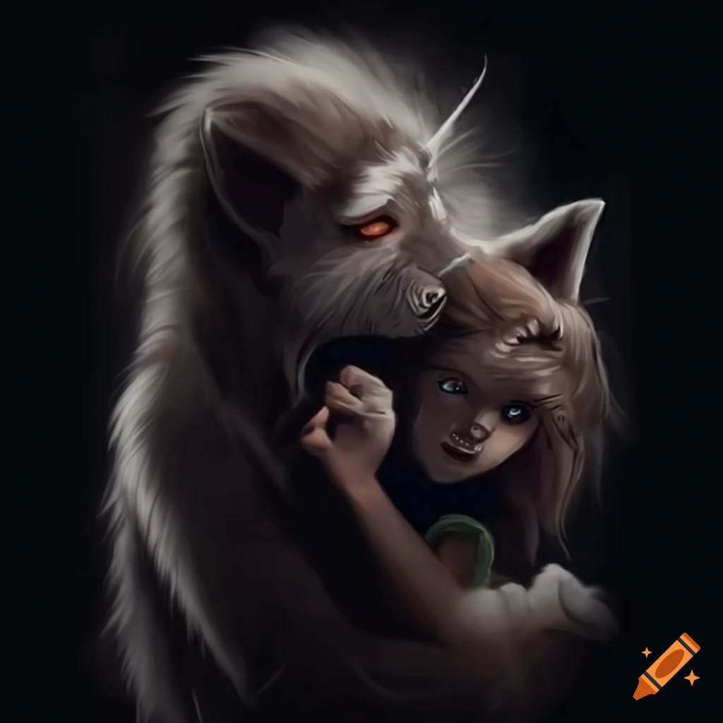 Werewolf mother embracing her son on Craiyon