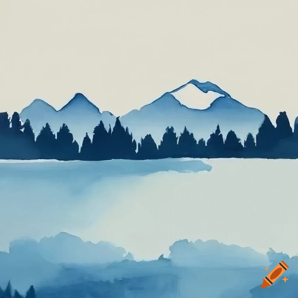 Watercolor painting of minimalist landscape on Craiyon