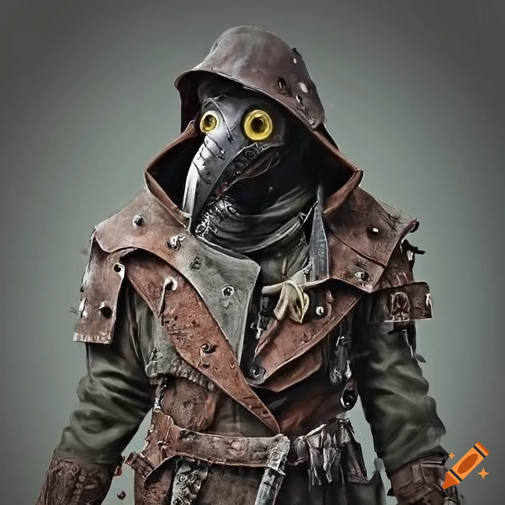 Artwork of a post-apocalyptic plague doctor