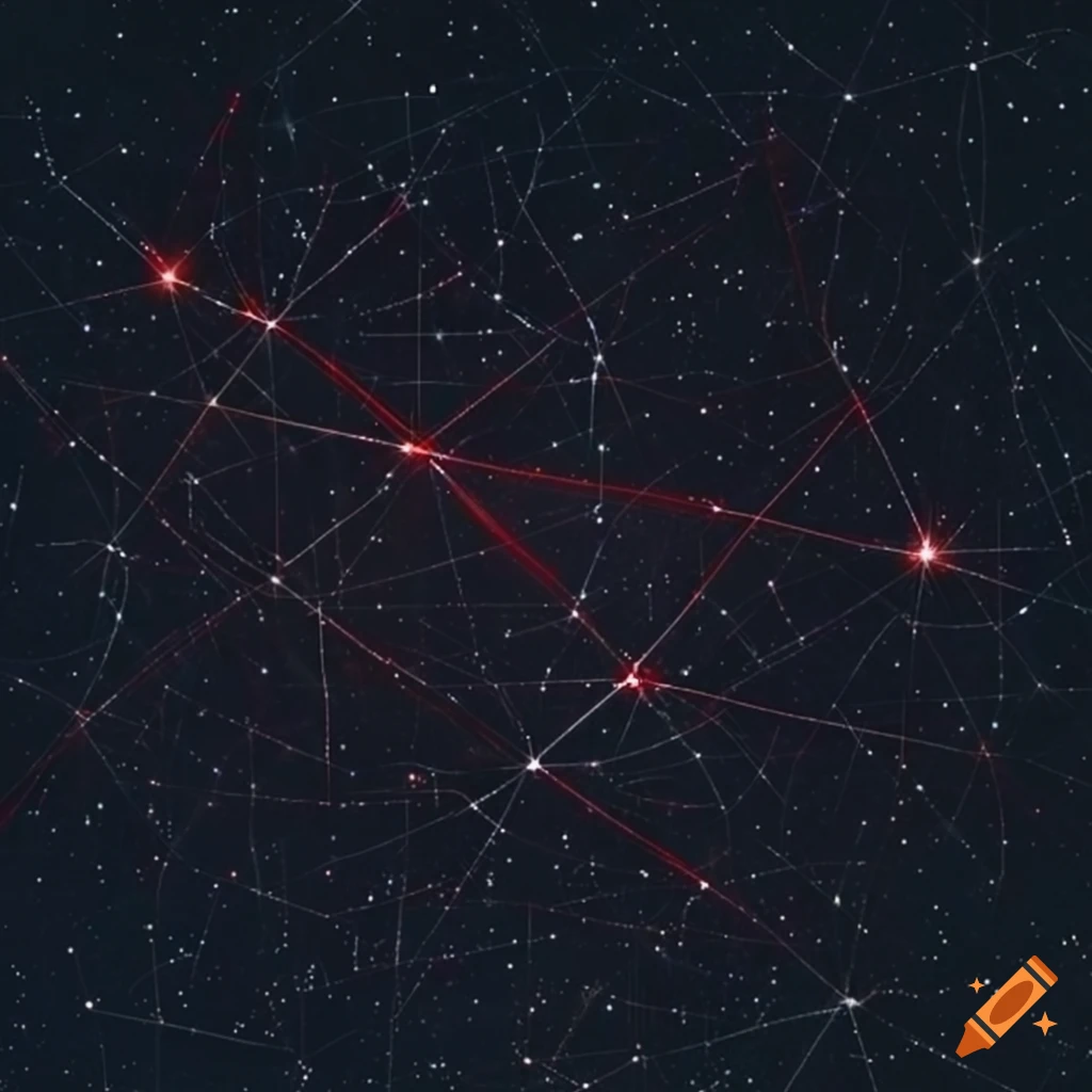 Red line connecting triangle constellations on Craiyon