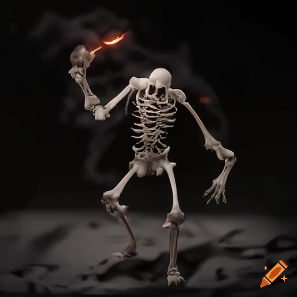 Digital art of a lightning strike hitting a skeleton mancer on Craiyon