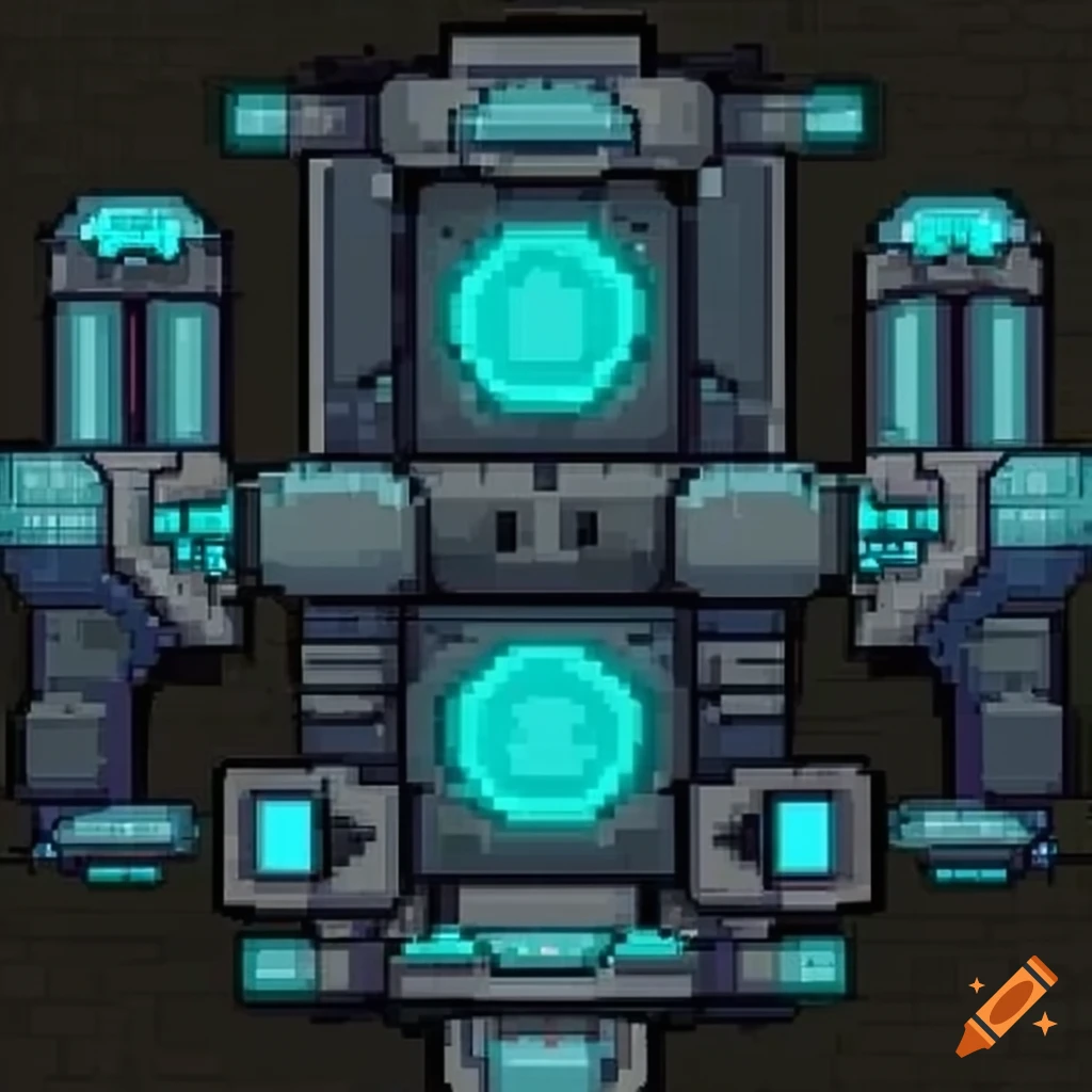 Sprites of a spaceship reactor core on Craiyon