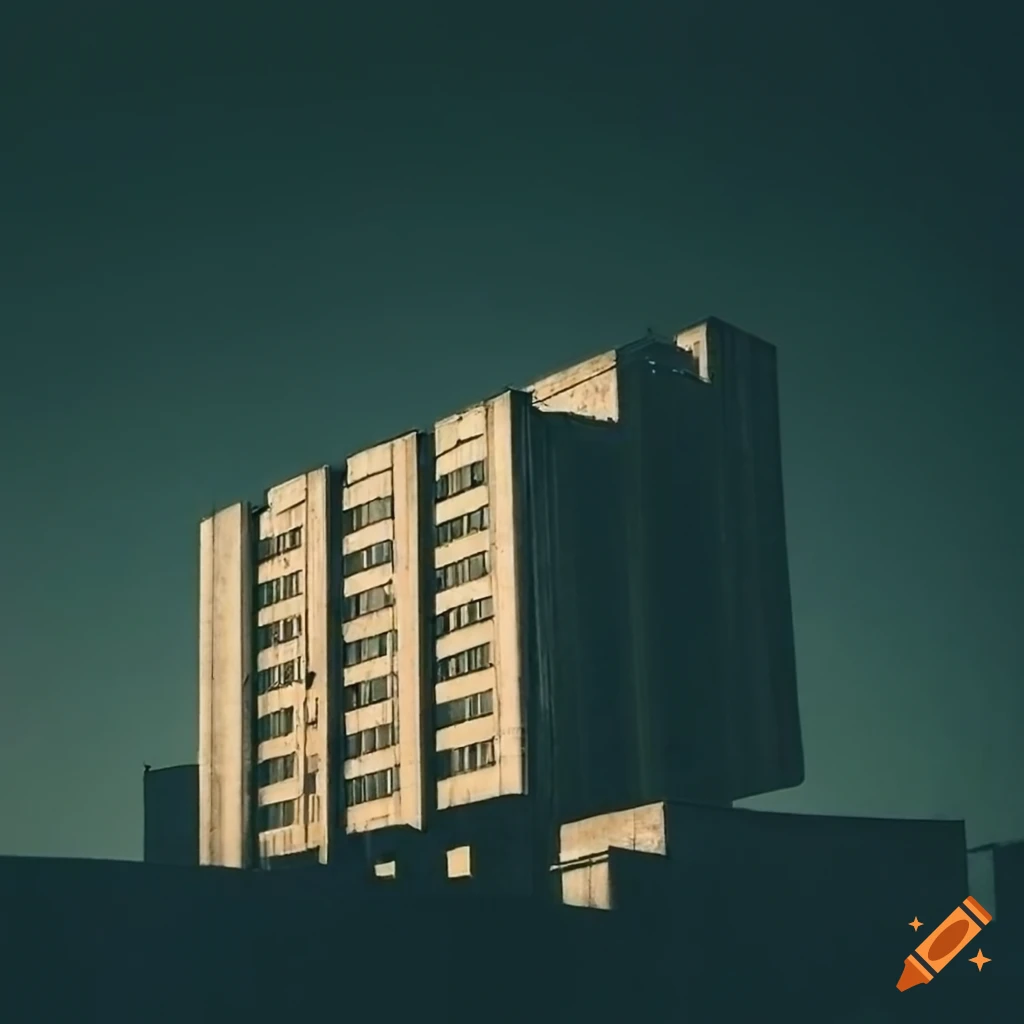 Vintage photo of soviet-style brutalist building on Craiyon