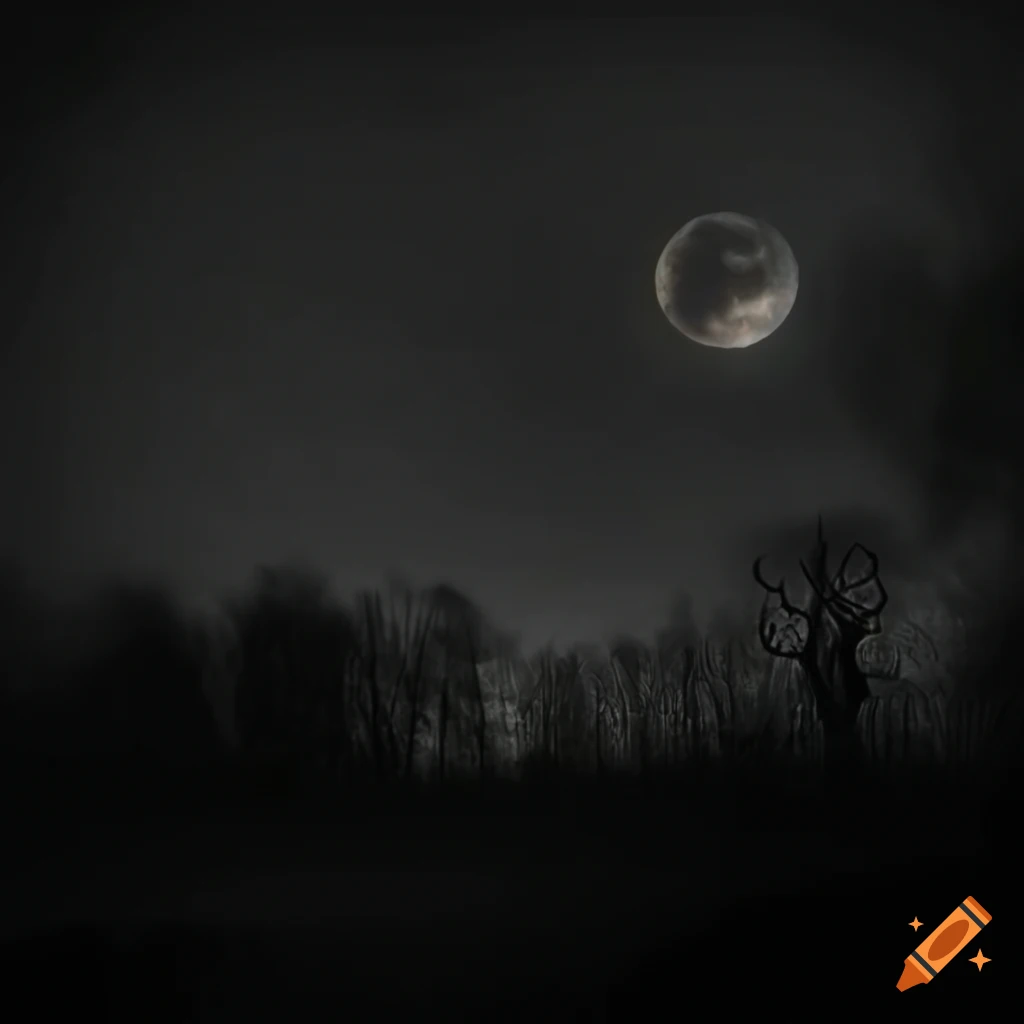 Unsettling greyscale night sky on Craiyon