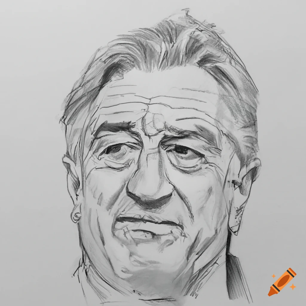 Detailed sketch of a Robert De Niro impression on Craiyon