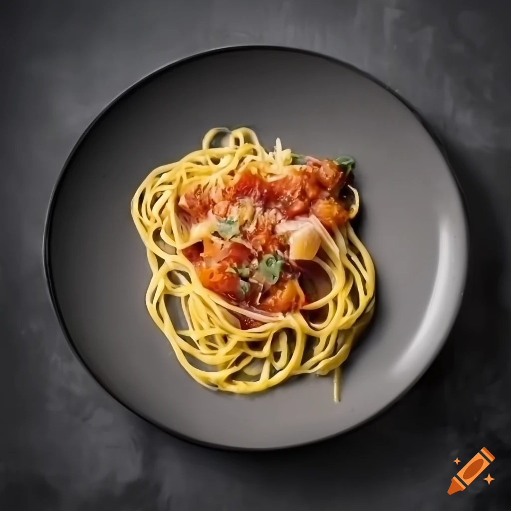Top view of a plate of italian pasta on Craiyon