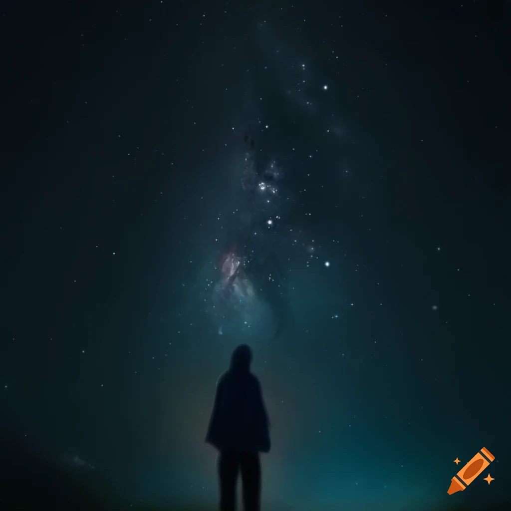 Concept art of a person at the edge of a universe on Craiyon