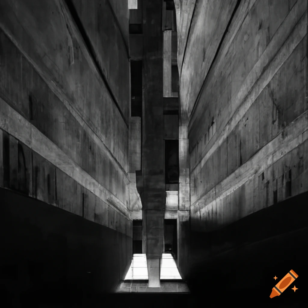 Brutalist concrete megastructure in space on Craiyon