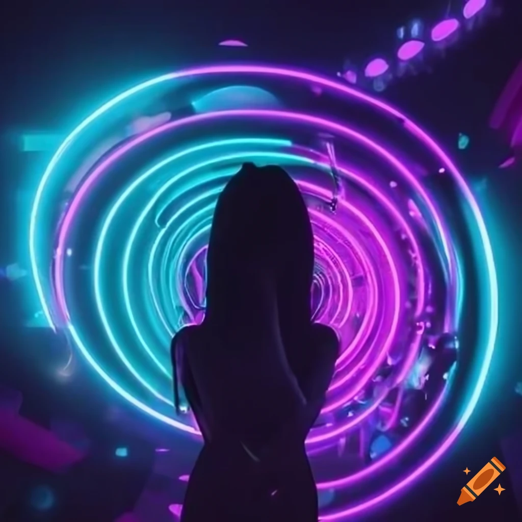 Neon love in a futuristic style on Craiyon