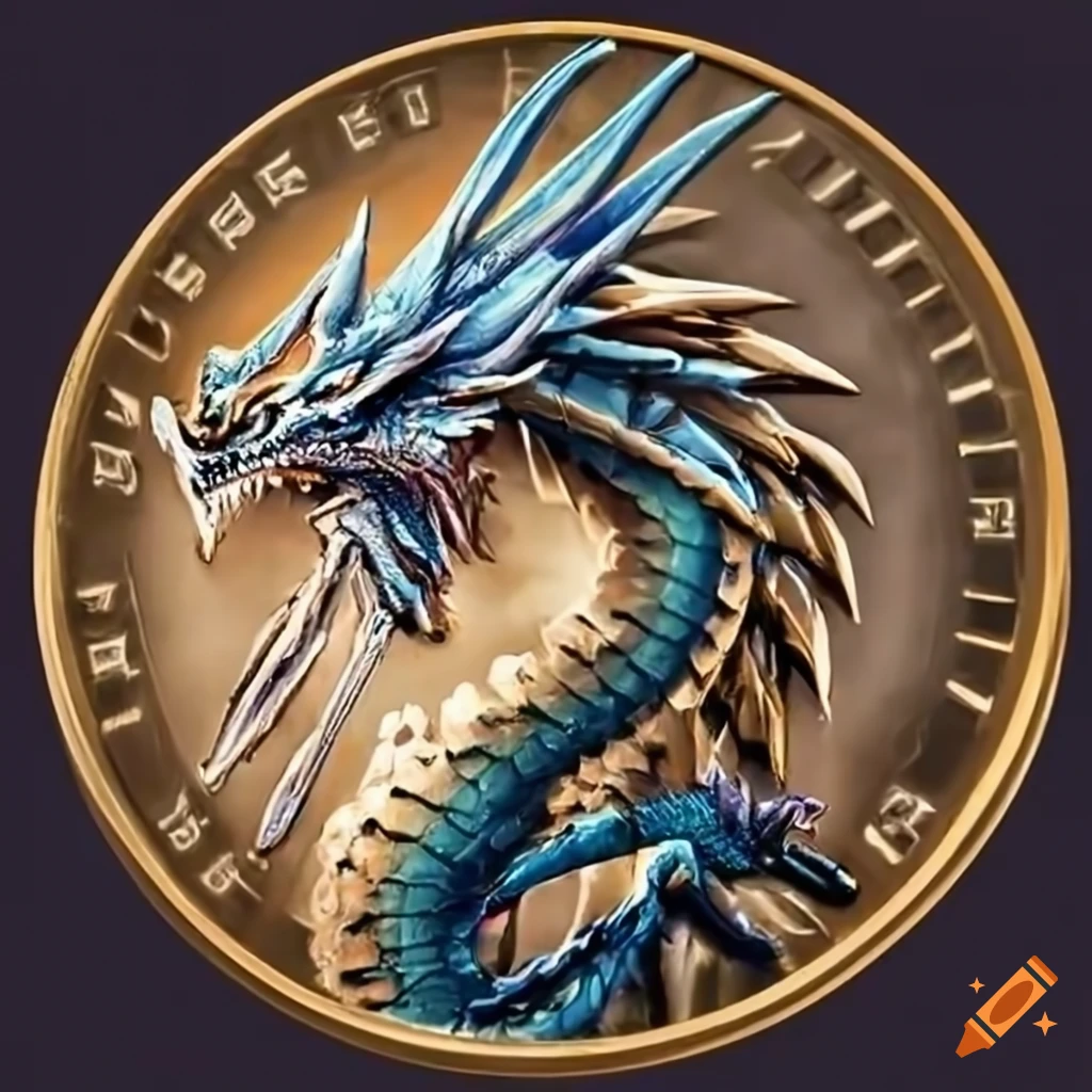 Ice dragon on a coin on Craiyon