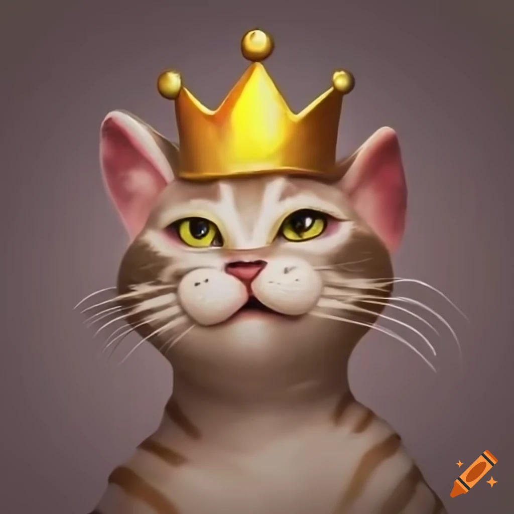 Cute cat with a crown on Craiyon