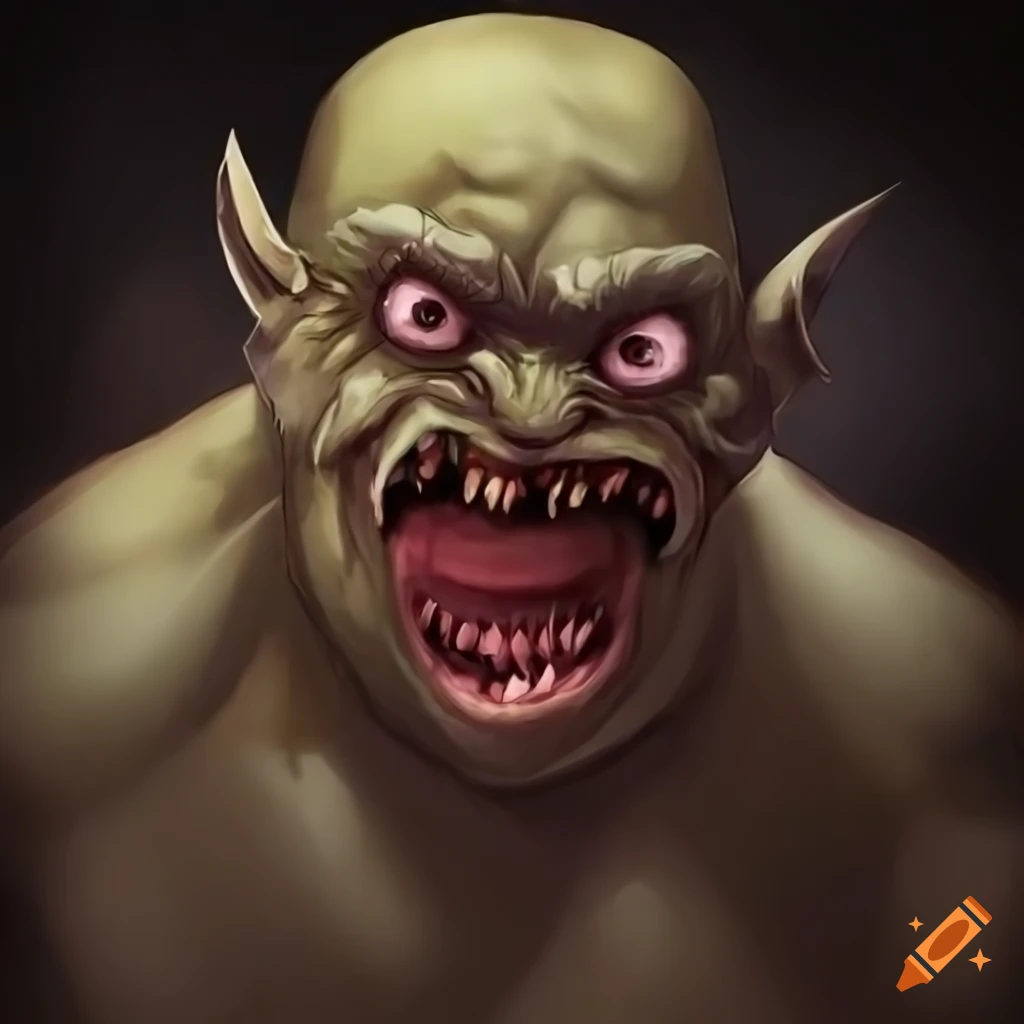 Anime-style portrait of an ogre on Craiyon