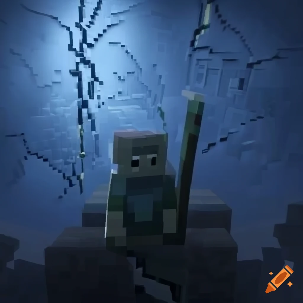 Cracked minecraft gameplay on Craiyon