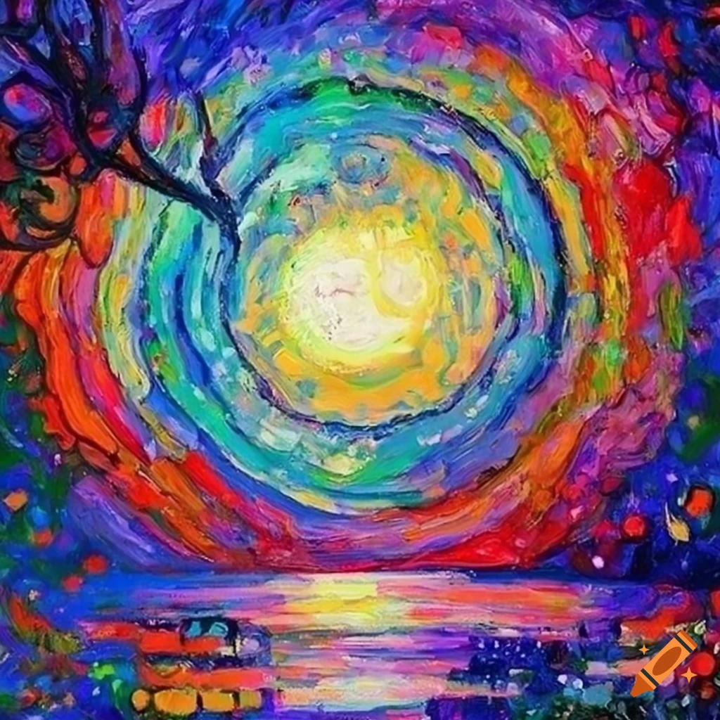 Impressionistic artwork of a colorful galactic portal on Craiyon