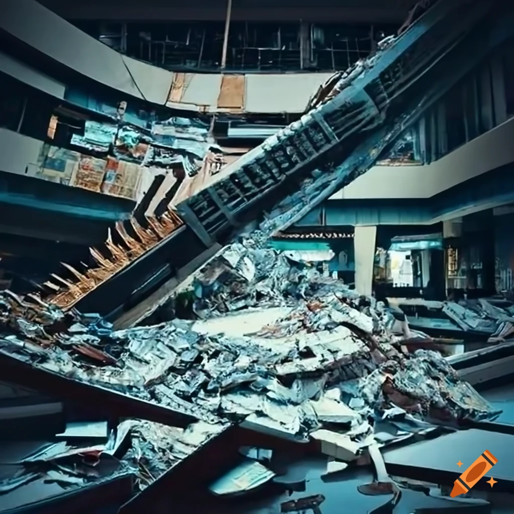 Picture of a collapsed shopping mall on Craiyon