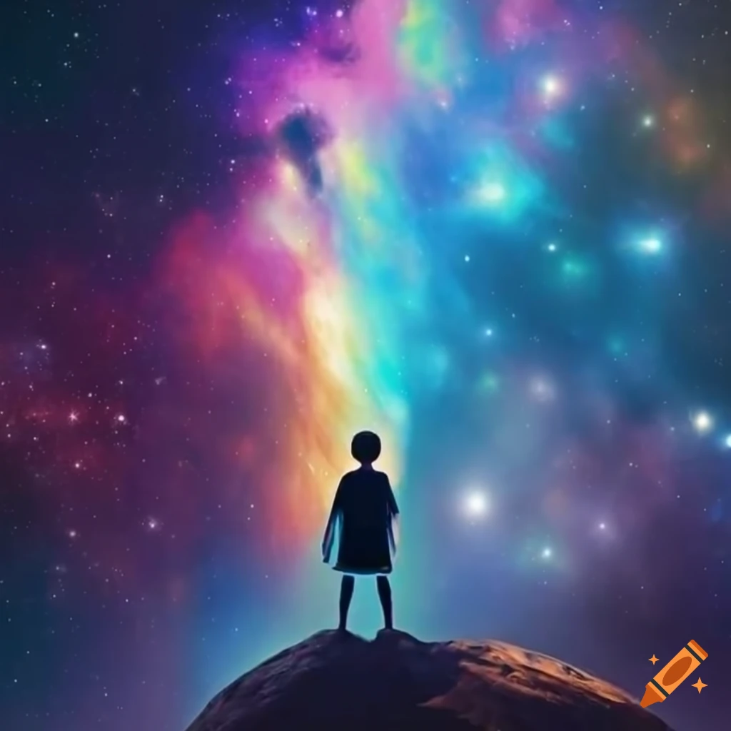 Surreal cosmic scenario with dancing space entities on Craiyon