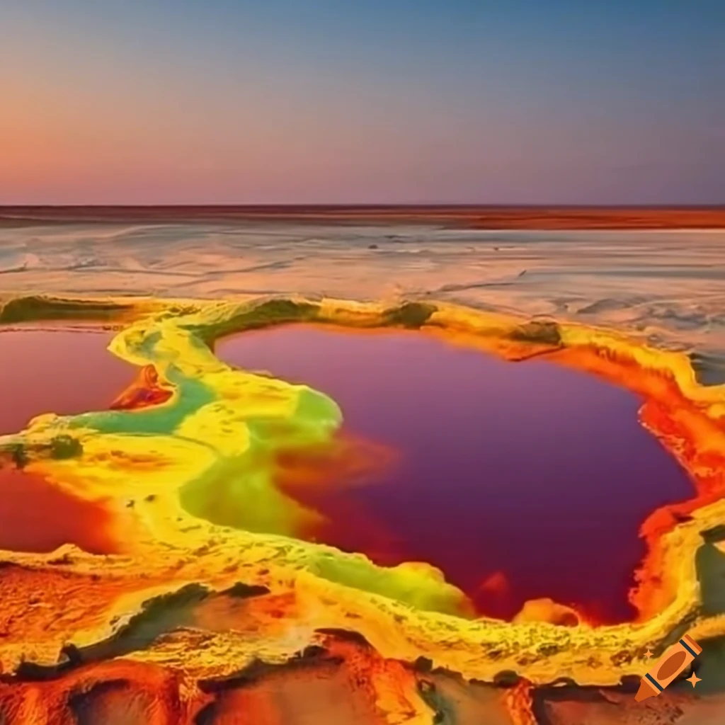 Colorful volcanic geysers in dallol, danakil depression, ethiopia on ...