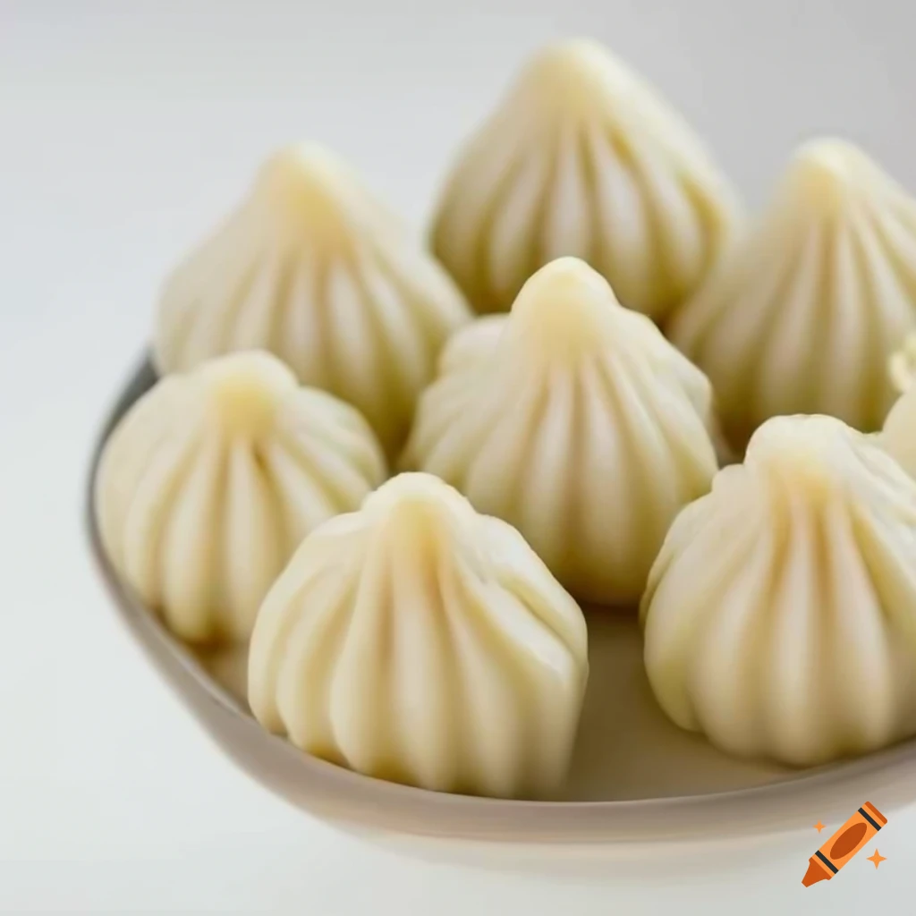 Closeup of a white modak