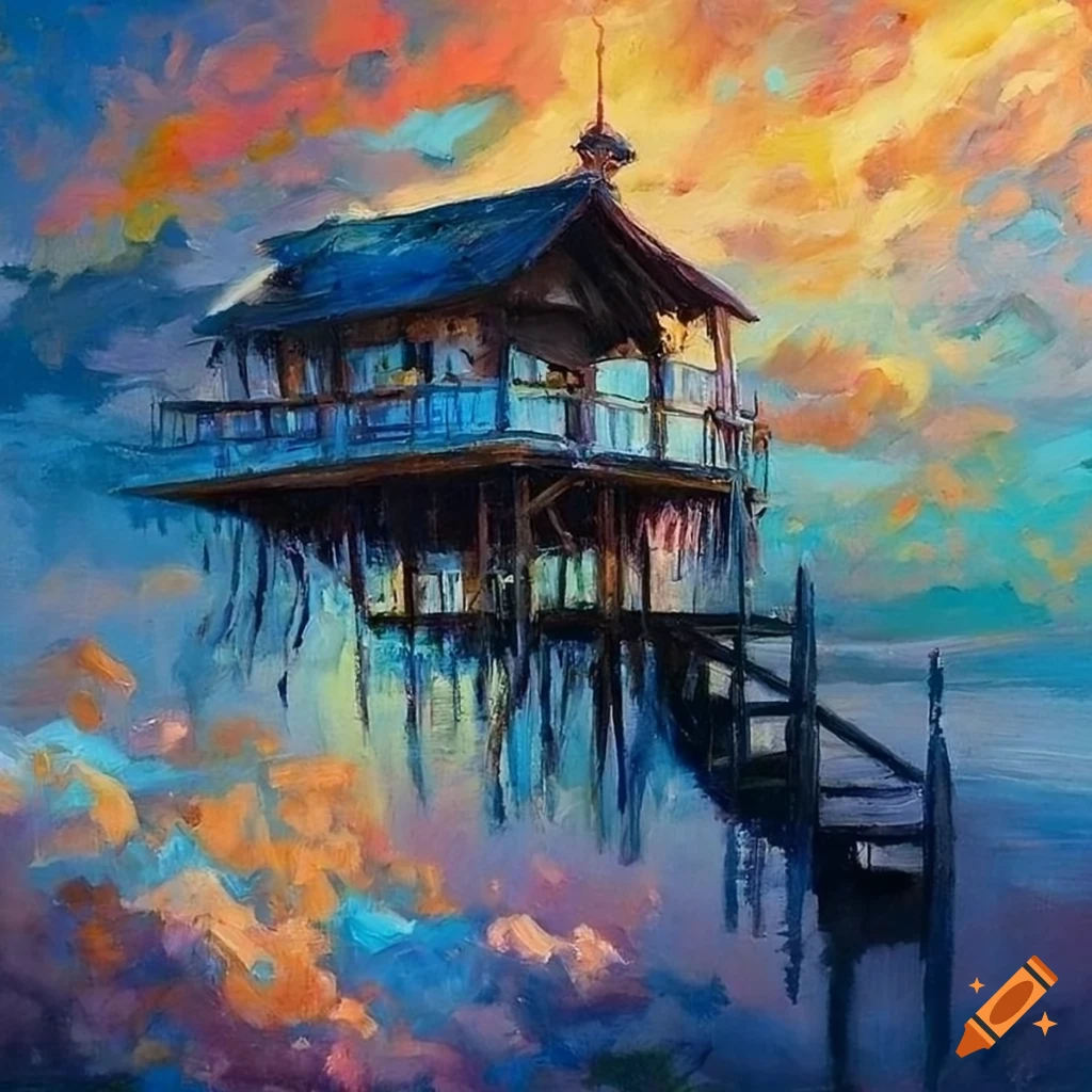 Traditional bugis tribal house and sandeq boat in a pleasant setting on ...