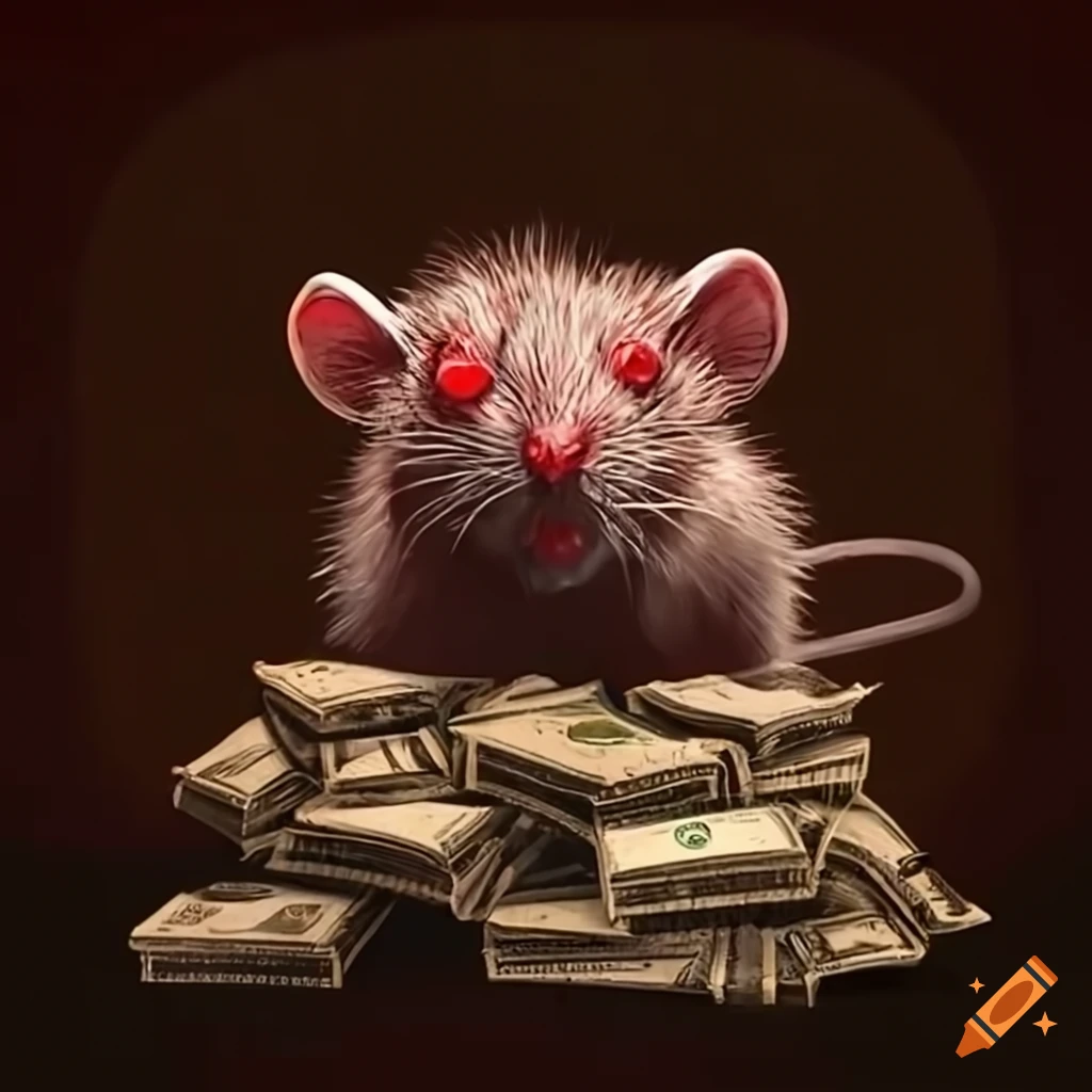Bloody rat on money on Craiyon