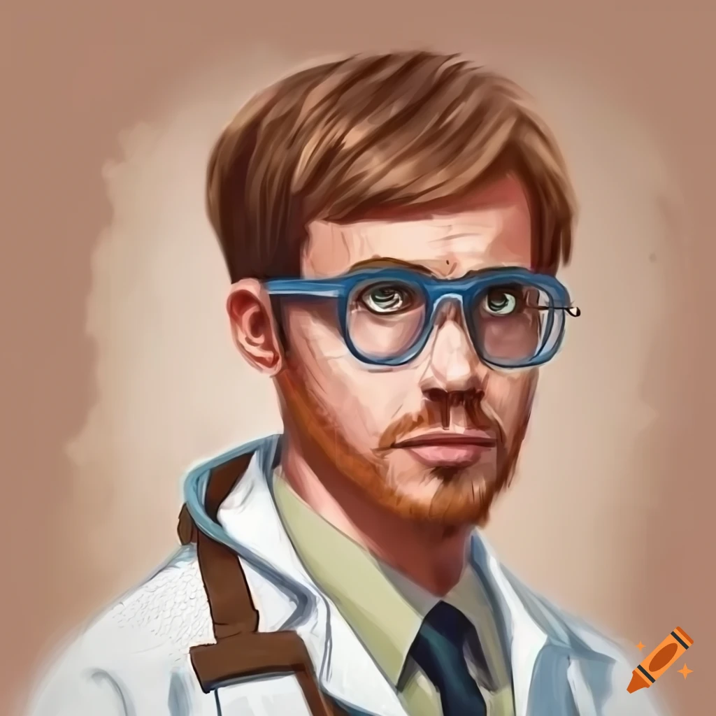 Drawing of a man scientist and explorer on Craiyon