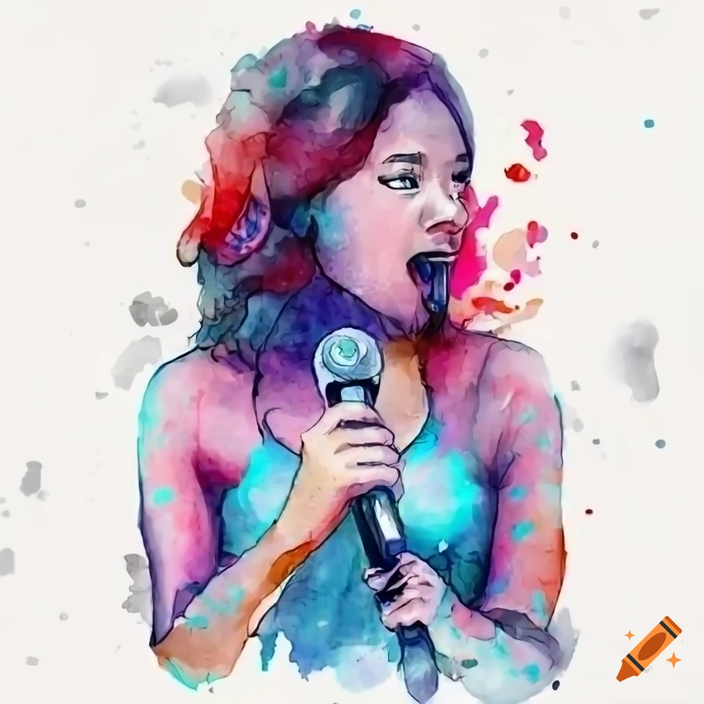 Avatar illustration of music monique singing into a microphone on Craiyon