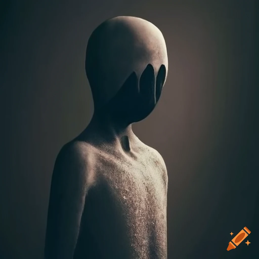 Etching of a faceless man holding an object