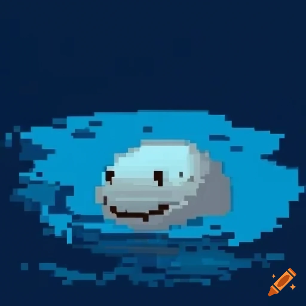 Pixel art of a smiley face in a water puddle