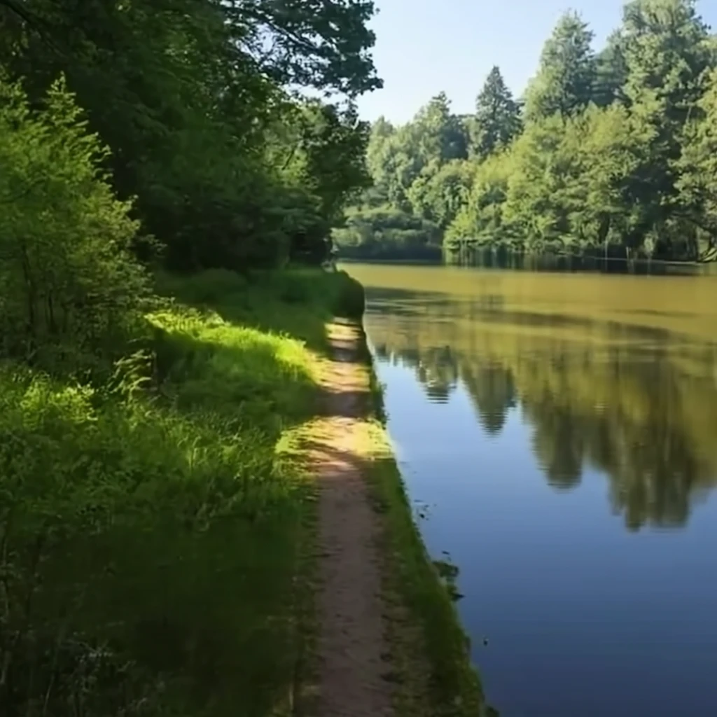 Scenic path beside a lake