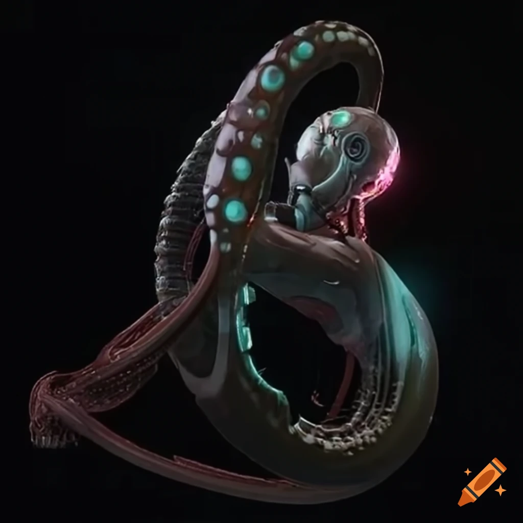 Spectacular futuristic giant cyborg alien space mecha on Craiyon