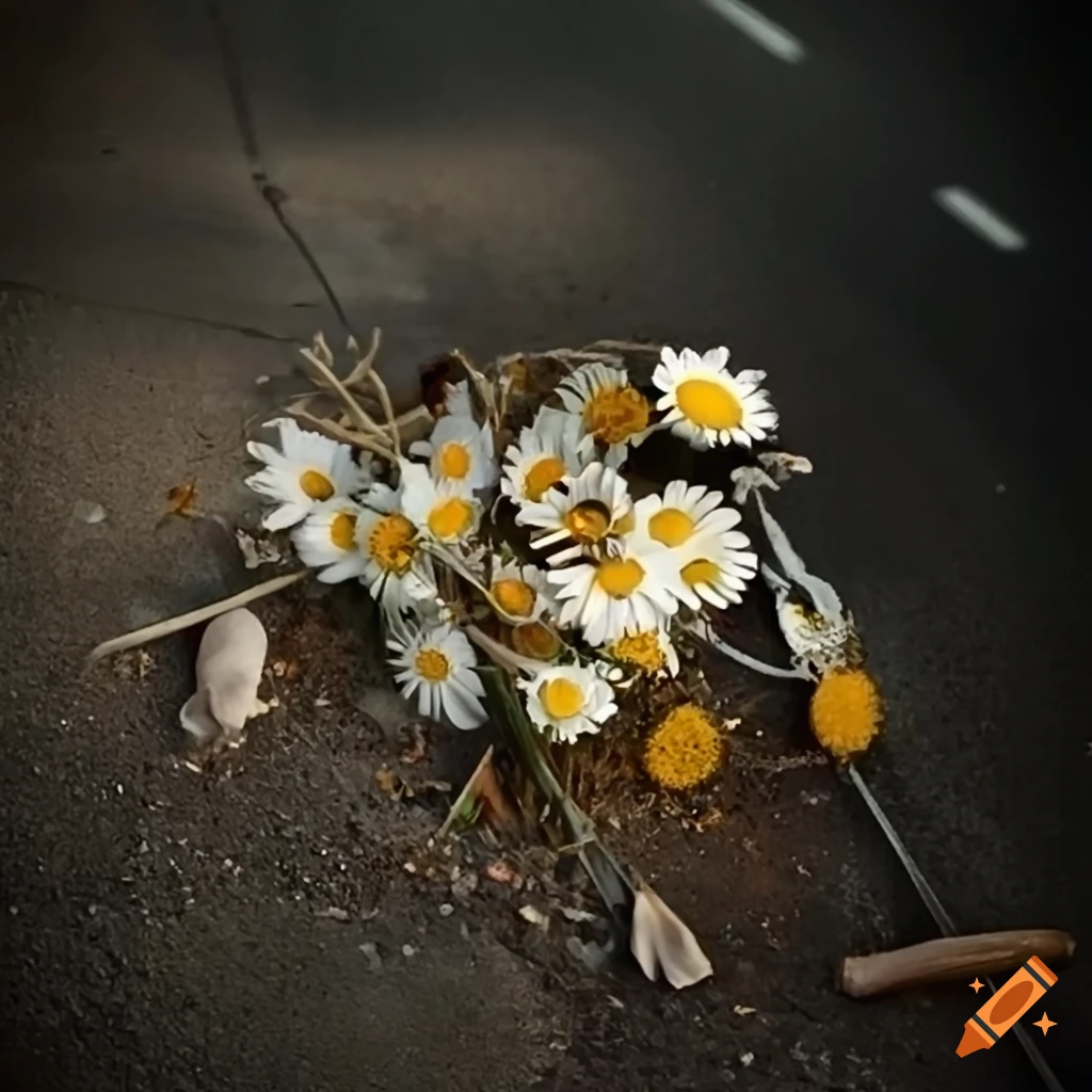 Bouquet of wildflowers in a green trash can on Craiyon
