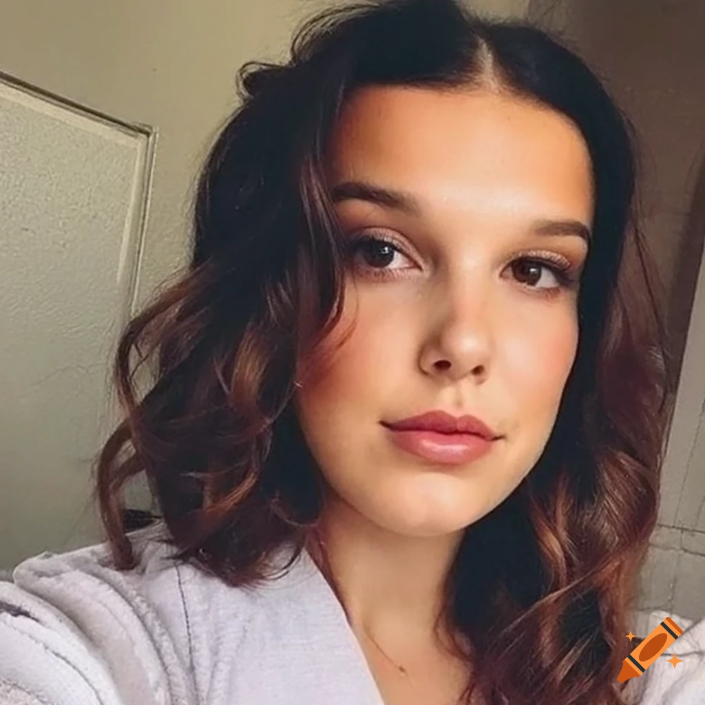 Mirror selfie of a person with a strong resemblance to millie bobby ...