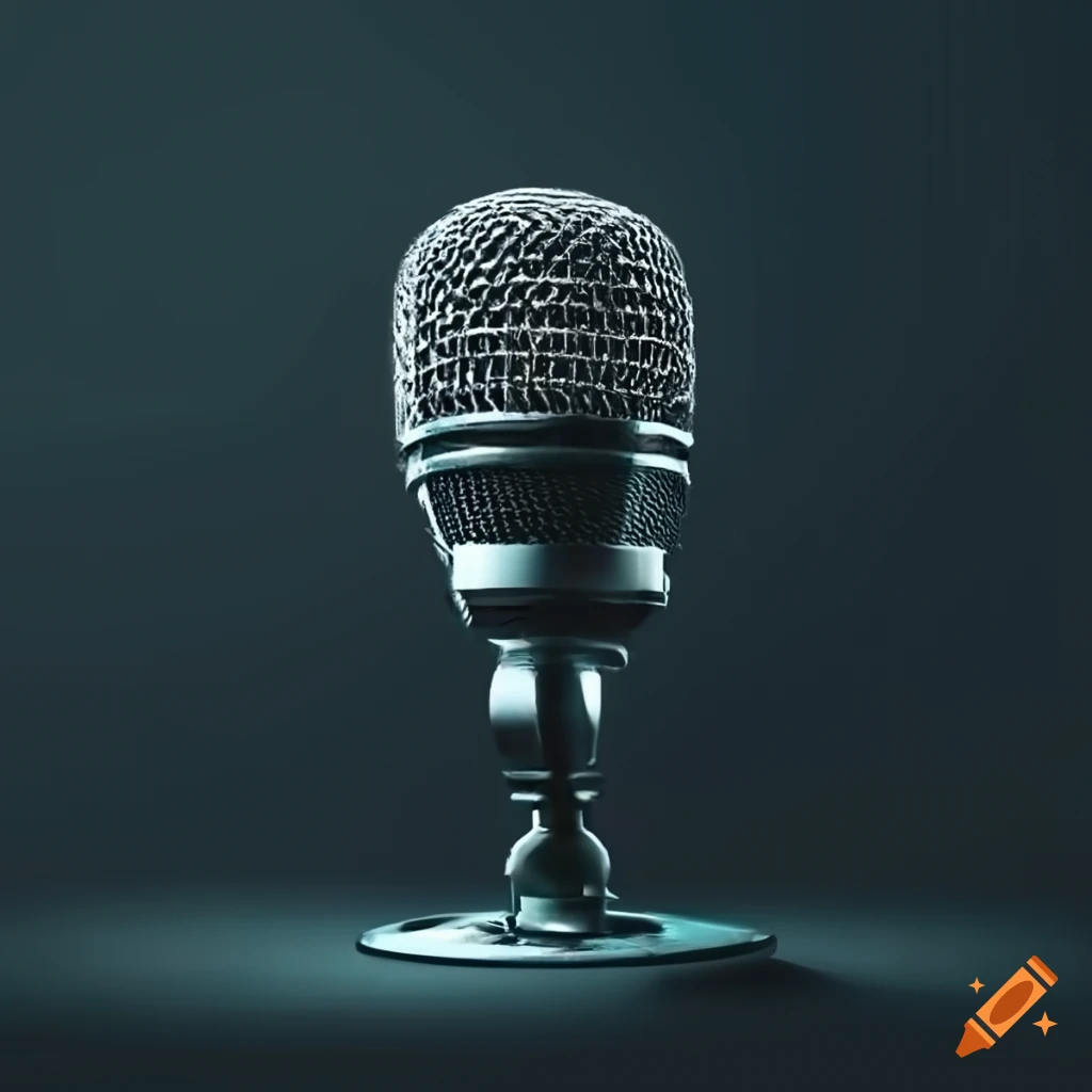 Sci-fi microphone in a dark futuristic setting on Craiyon