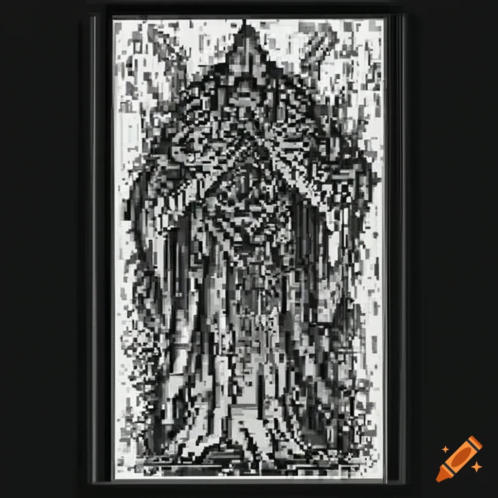 Black and white pixel art of a nazgul in an adventure