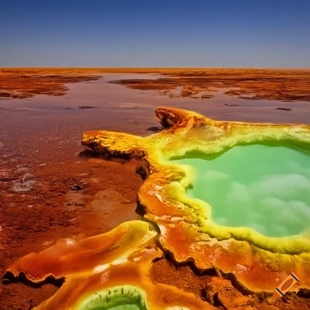 Colorful volcanic geysers in dallol, danakil depression, ethiopia on ...