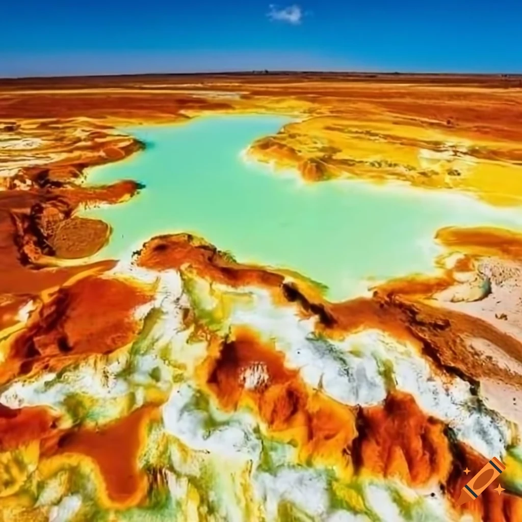 Colorful geysers in dallol, ethiopia on Craiyon