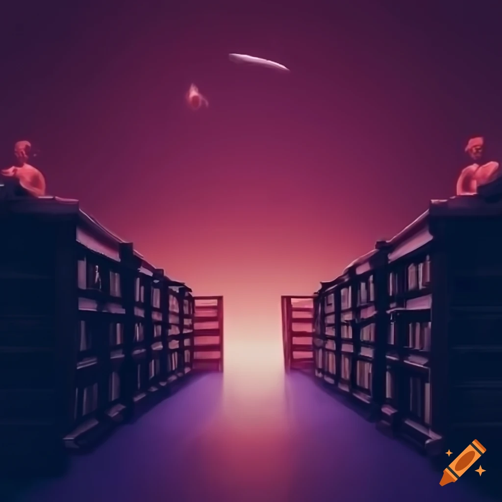 Serene library setting on Craiyon