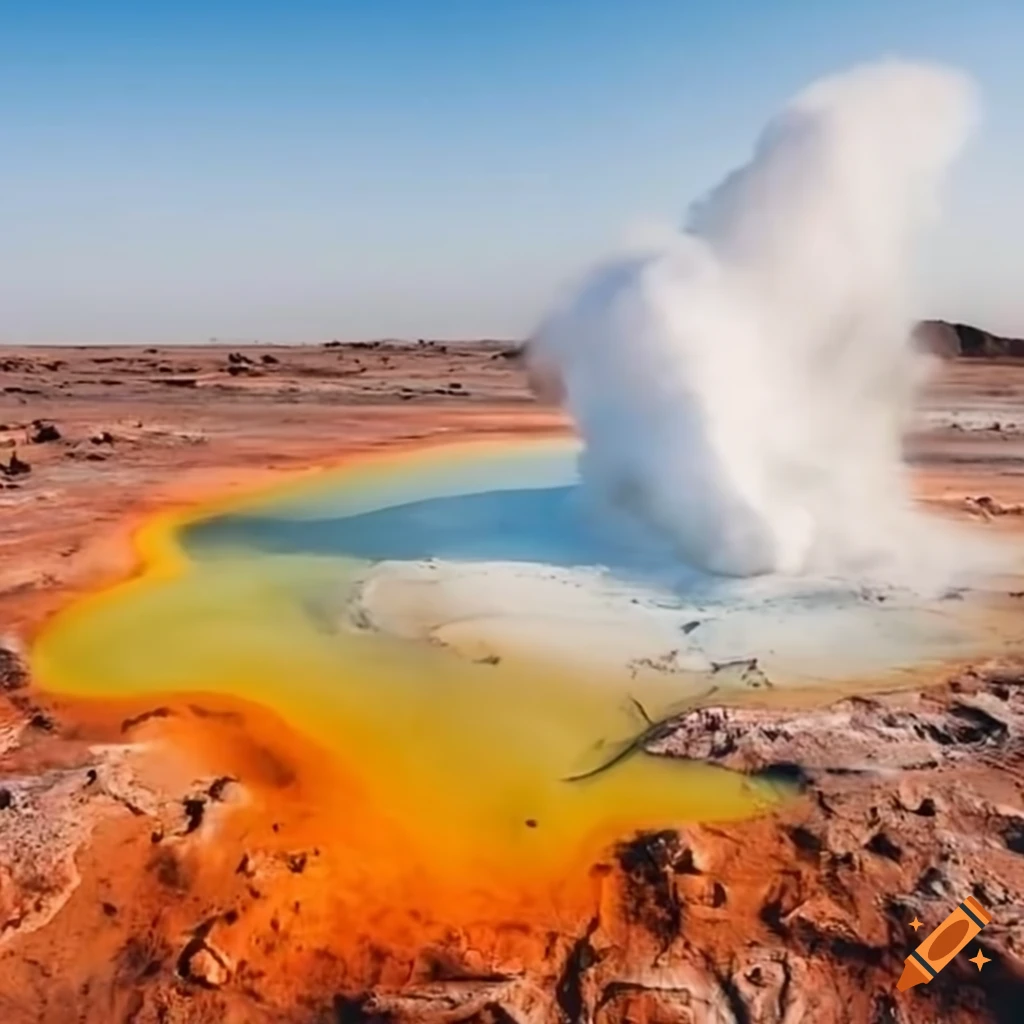 Colorful volcanic geysers in danakil depression