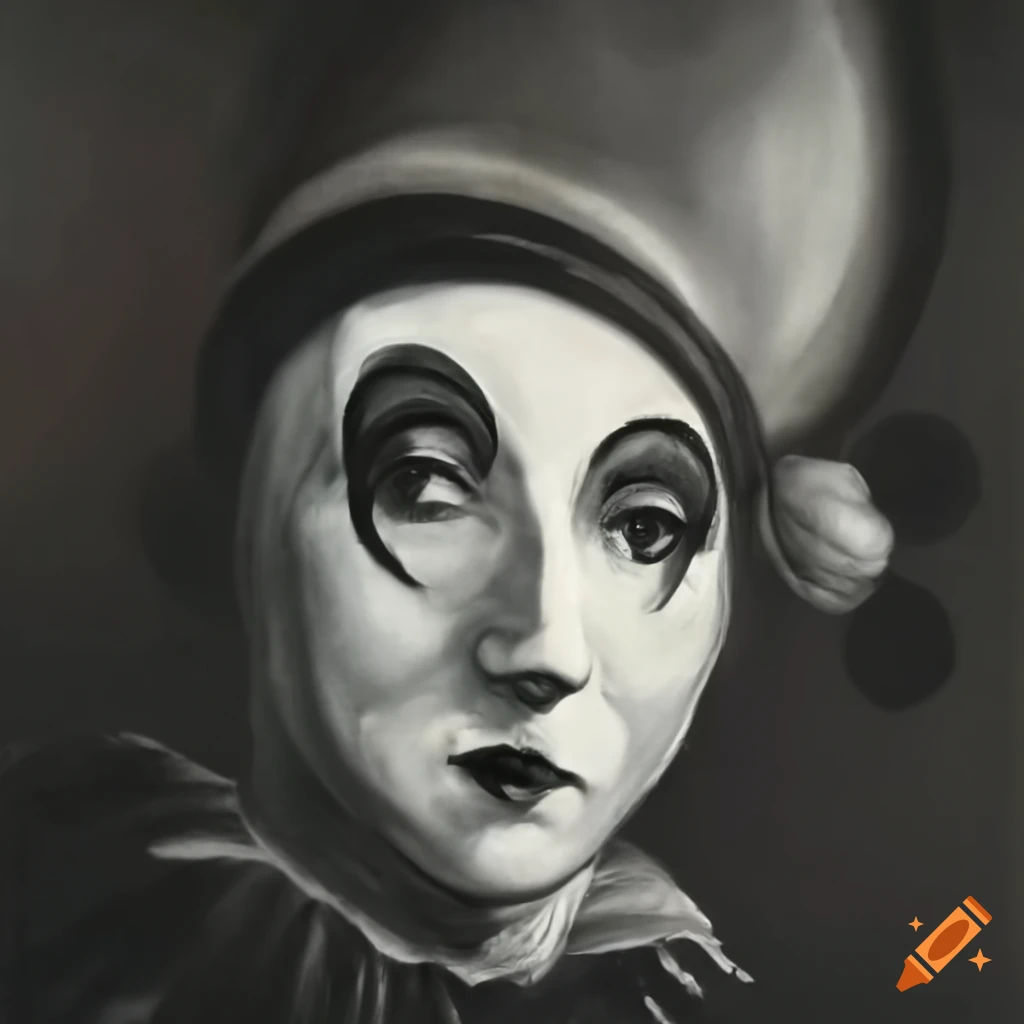 Image of pierrot in a traditional italian theater on Craiyon
