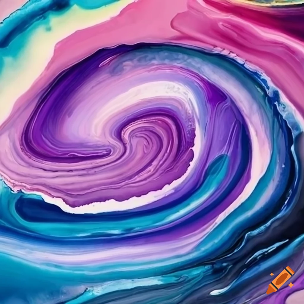 Swirling flow of watercolor in spring colors