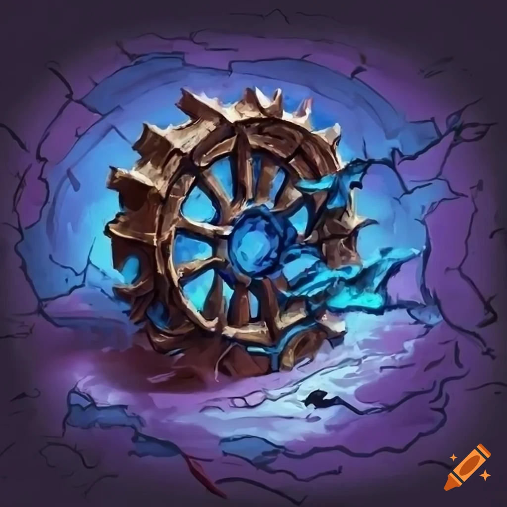 Artwork of a blue broken reaction wheel