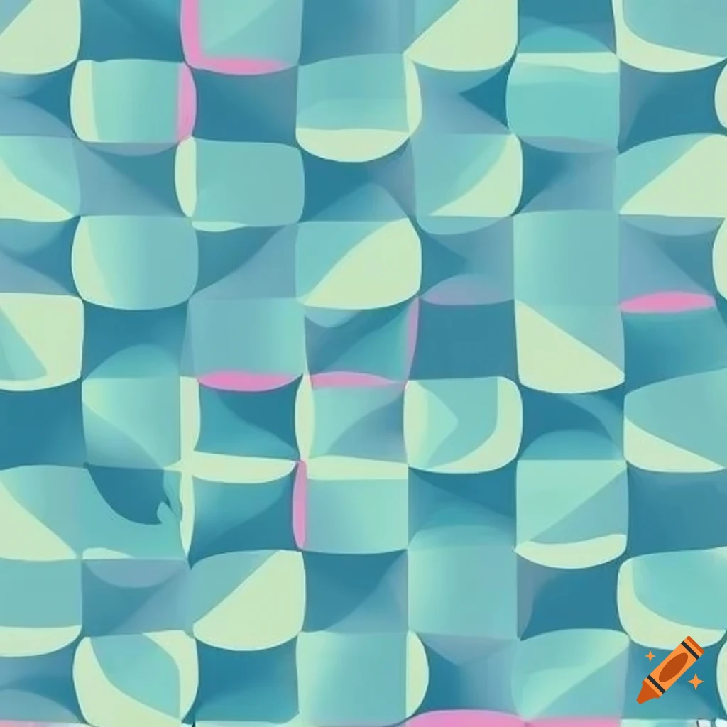 Geometric repeatable pattern in blue, mint, and pink on Craiyon