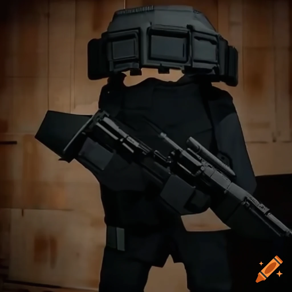 Image of a blocky character in a tactical video game on Craiyon